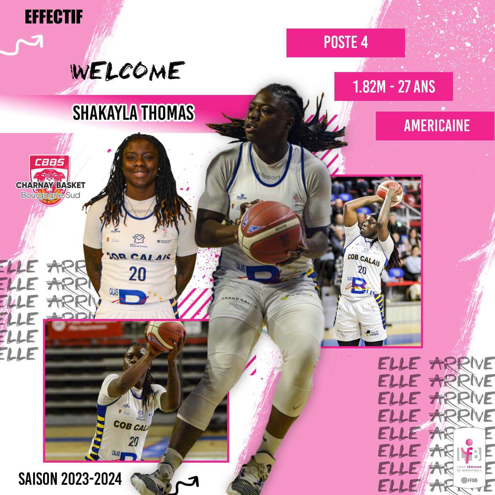 Shakayla Thomas complète la raquette de Charnay - BeBasket